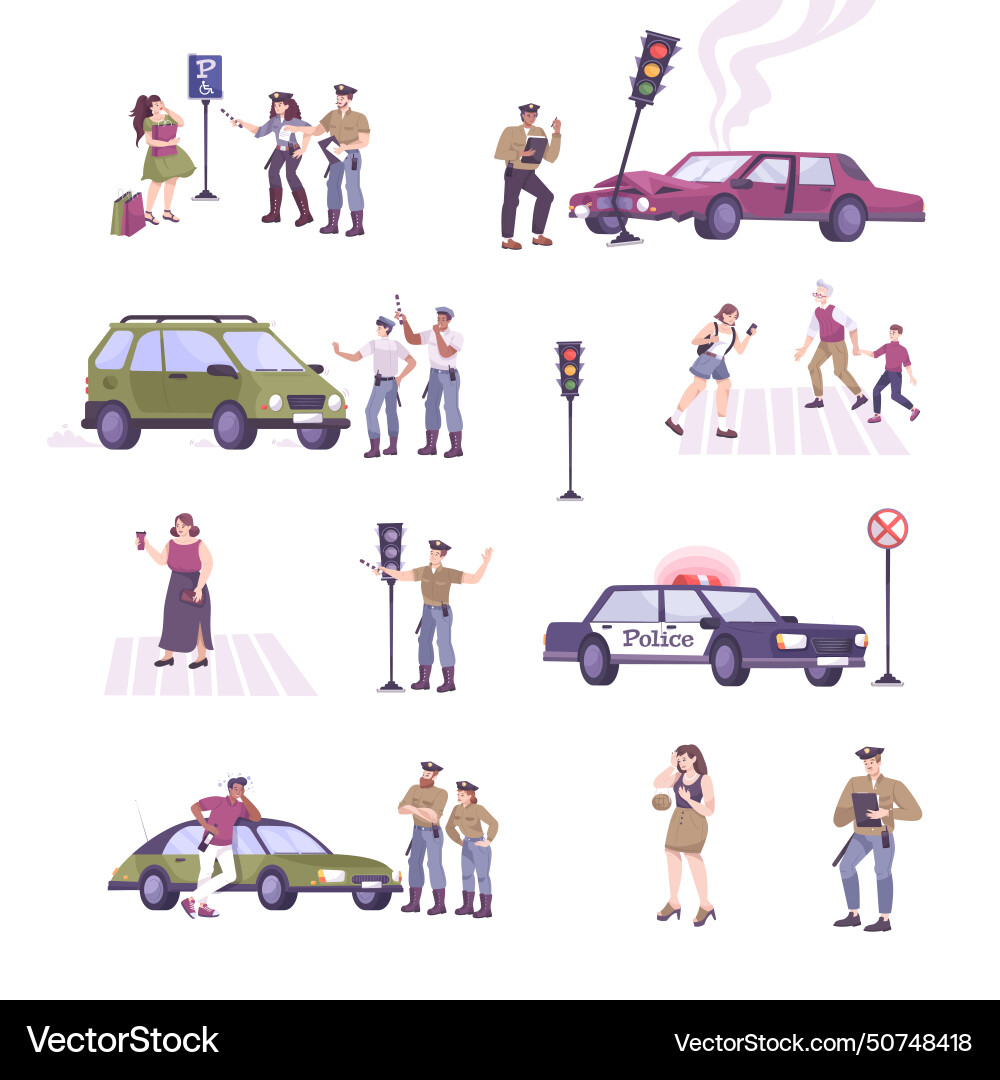 Traffic police icons set Royalty Free Vector Image
