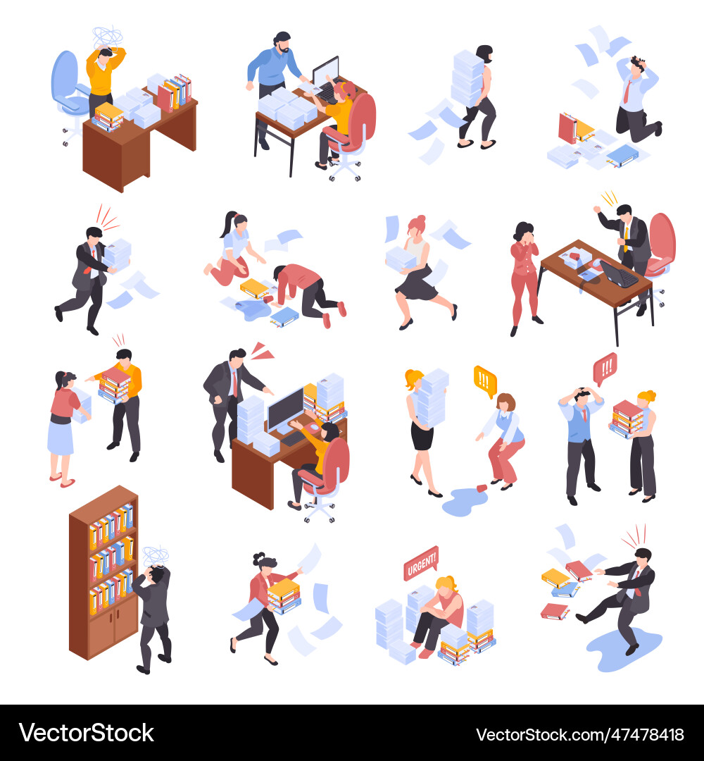 Unorganized office icon set Royalty Free Vector Image