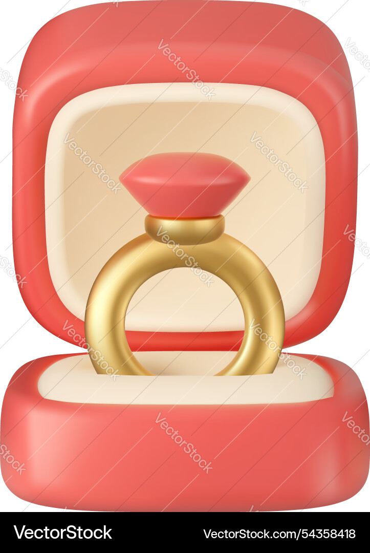 Wedding ring in box 3d icon Royalty Free Vector Image