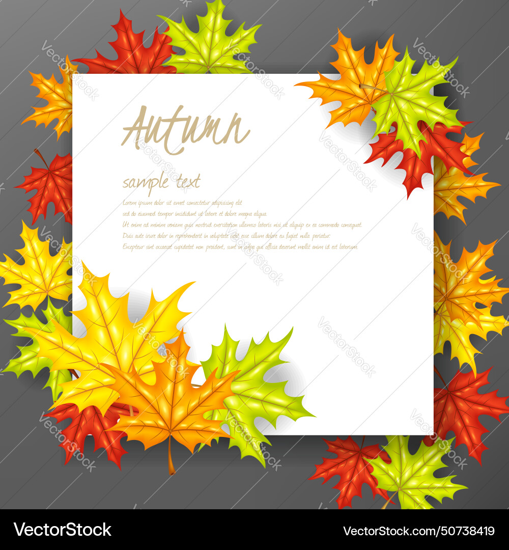 Autumn leafs background with paper Royalty Free Vector Image