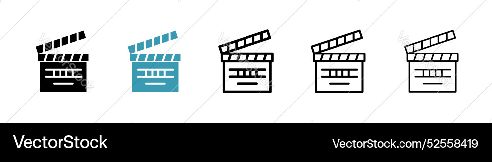 Cinema flapper icon set on white background Vector Image