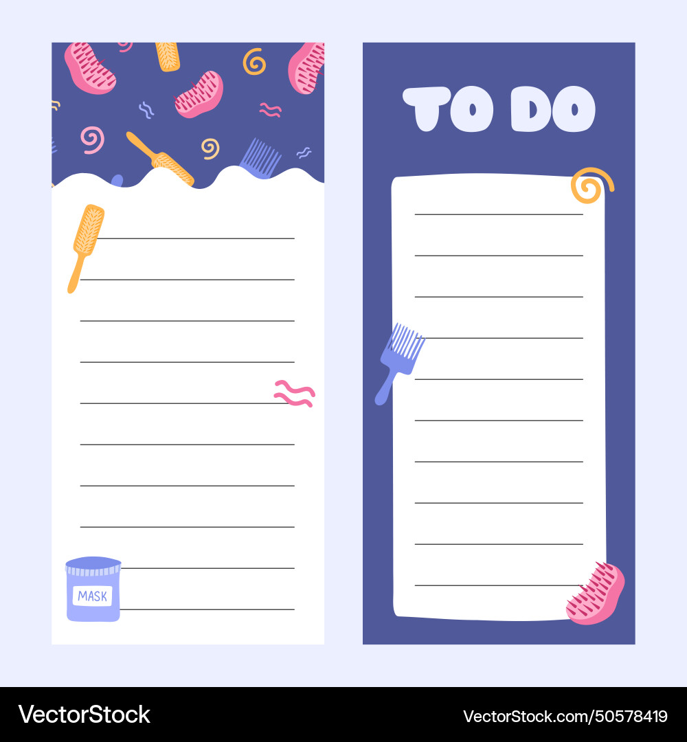 Cute scrapbook templates for planner notes to do Vector Image