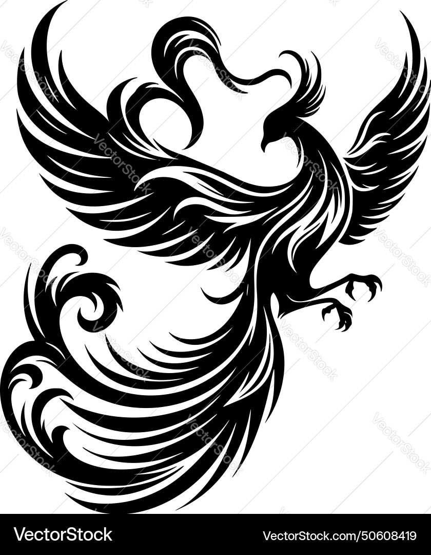 Elegant phoenix in flight Royalty Free Vector Image