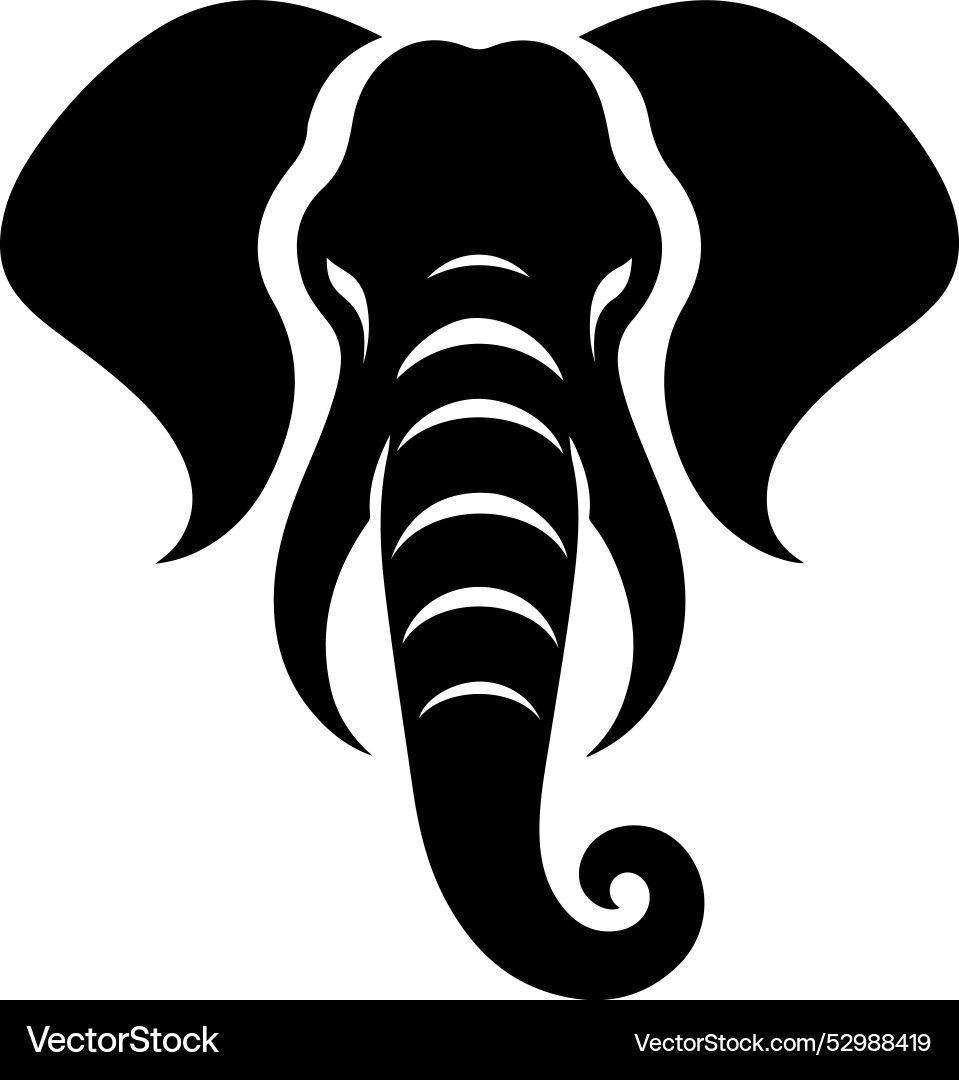 Elephant head silhouette Royalty Free Vector Image