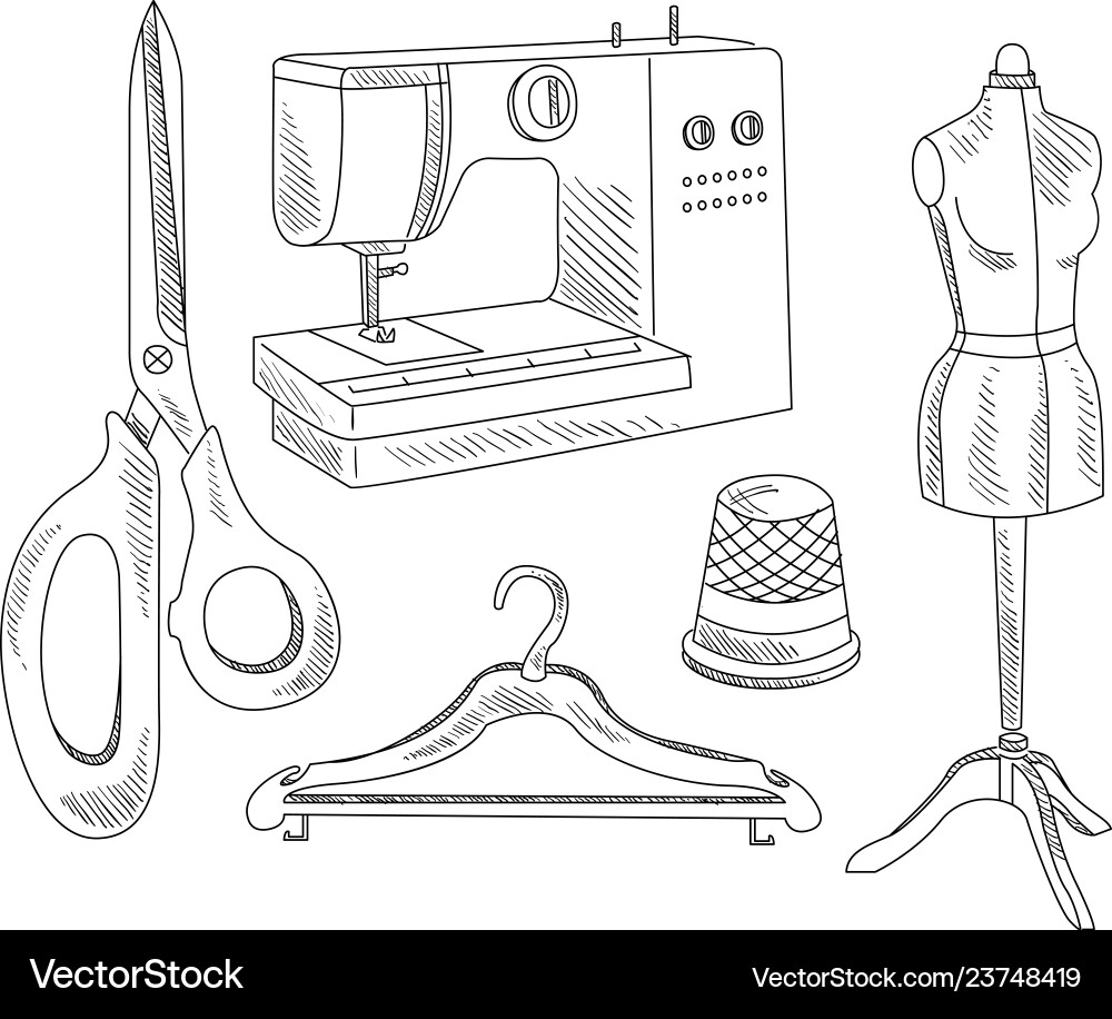 Hand drawn icons related to tailoring theme Vector Image