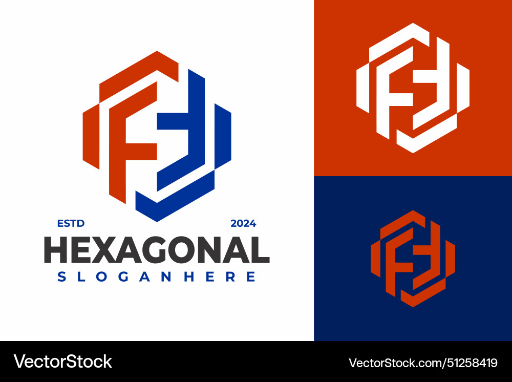 Letter ff hexagonal logo design symbol icon Vector Image