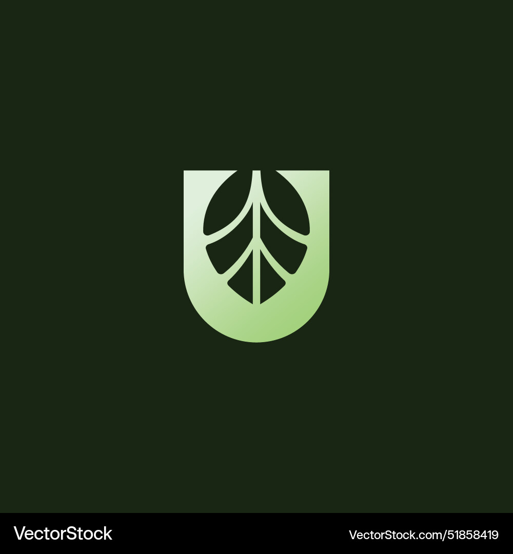 Letter u leaf logo design initial Royalty Free Vector Image