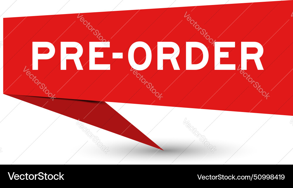 Red color speech banner with word pre order Vector Image