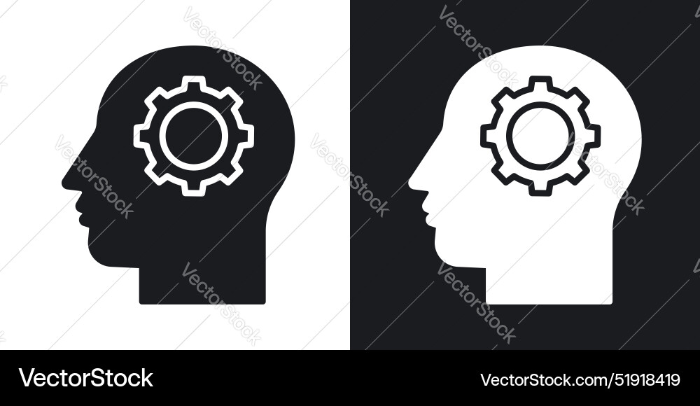 Thinking icon set in solid black and white color Vector Image