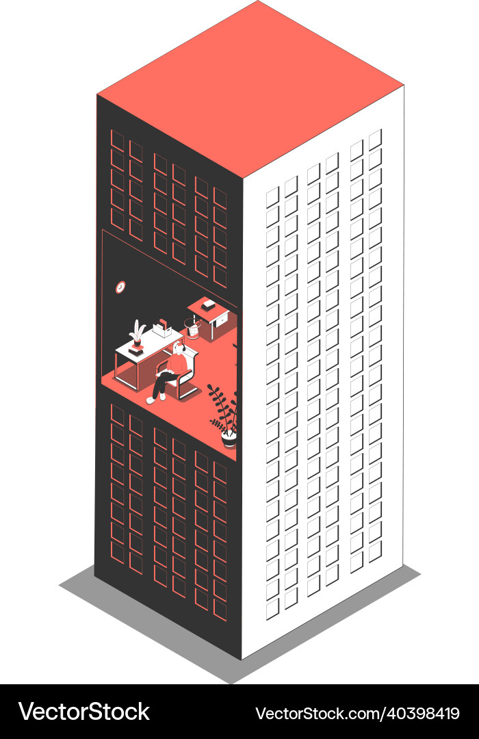 Workplace in skyscraper composition Royalty Free Vector