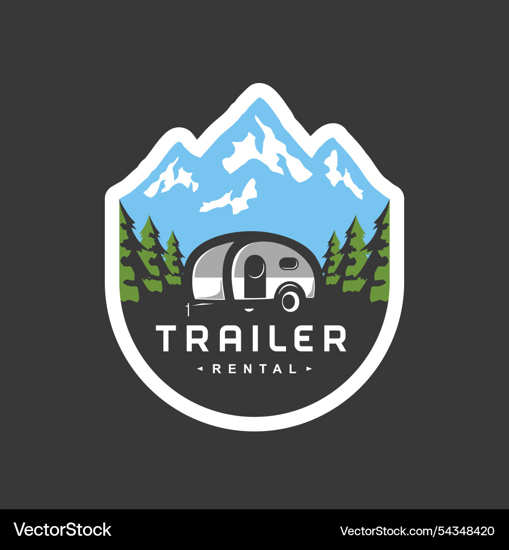 Adventure rv trailer camper logo Royalty Free Vector Image