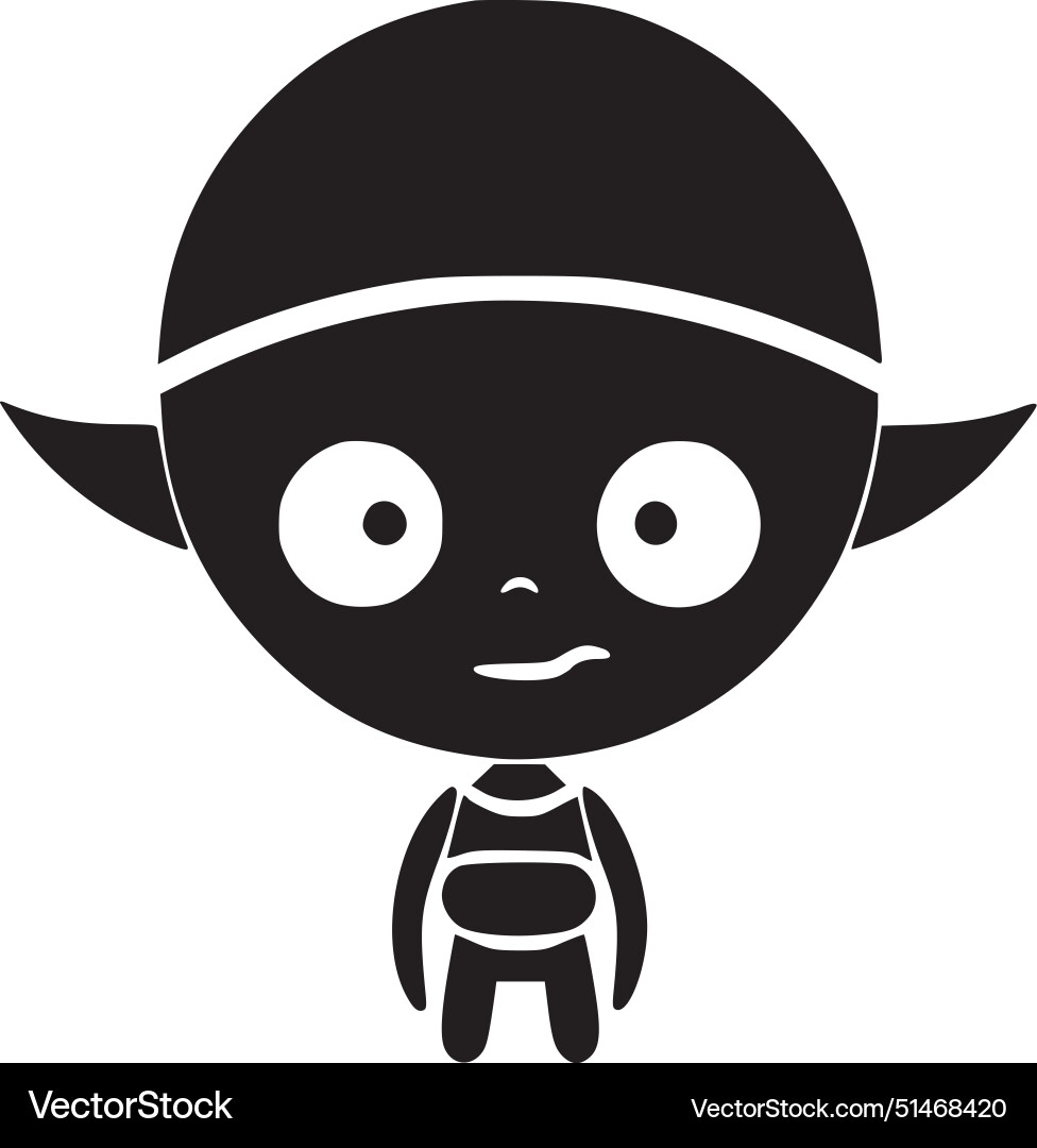 Alien - black and white Royalty Free Vector Image