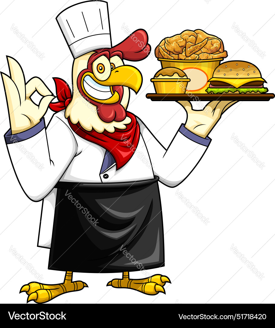 Chef chicken rooster cartoon character Royalty Free Vector
