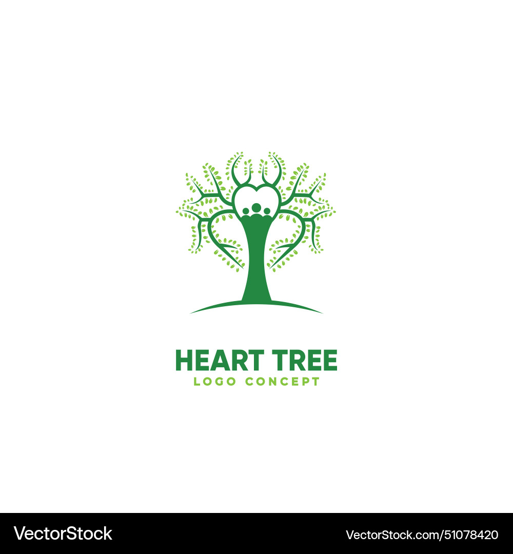 Heart tree logo design template flat style Vector Image