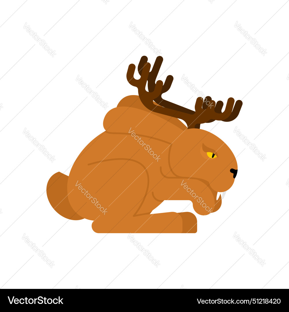 Jackalope isolated hare with antlers mythical Vector Image