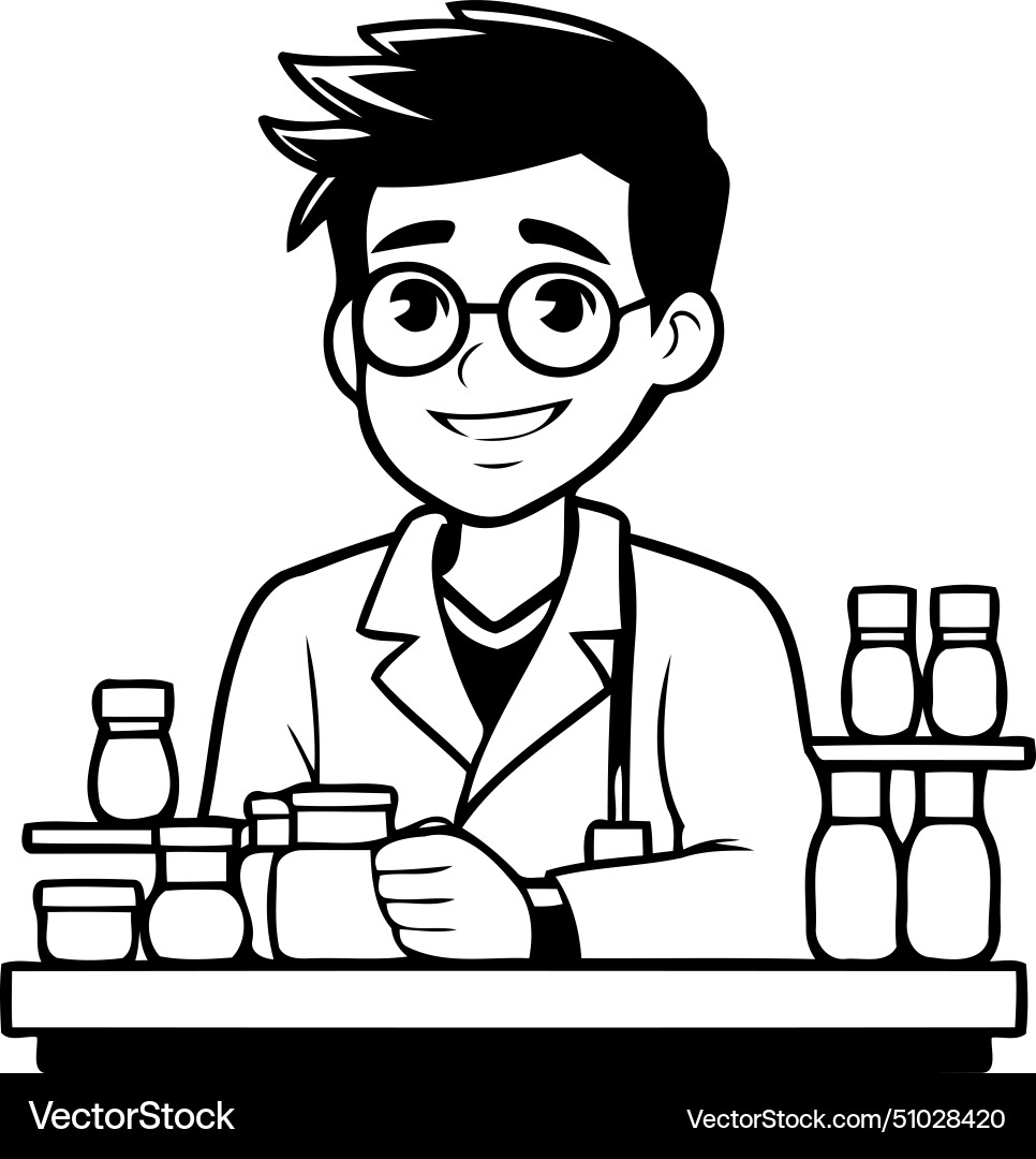 Pharmacist cartoon character Royalty Free Vector Image