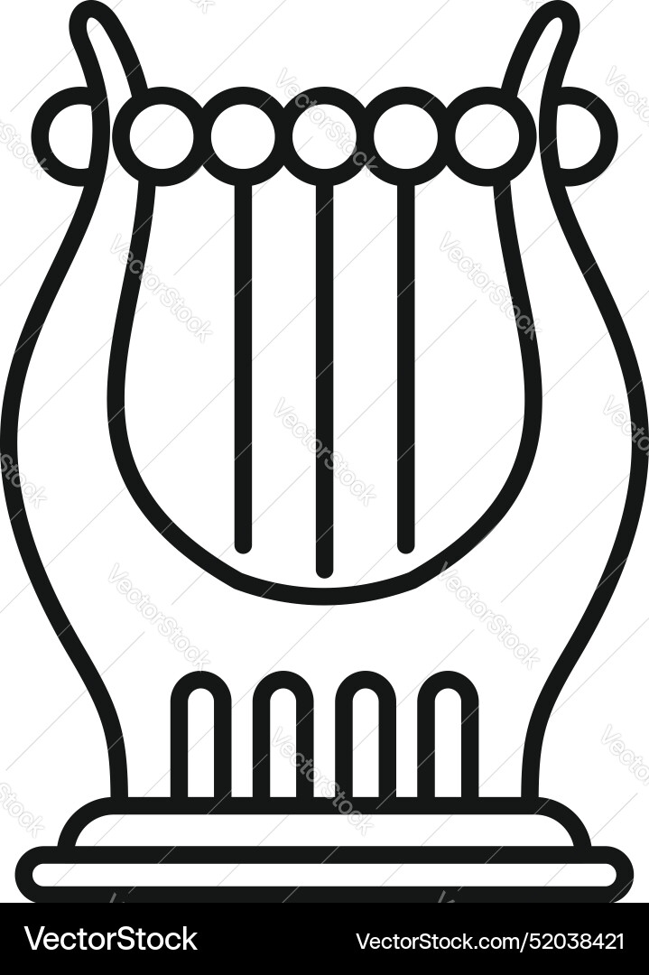 Ancient harp musical instrument standing on stage Vector Image