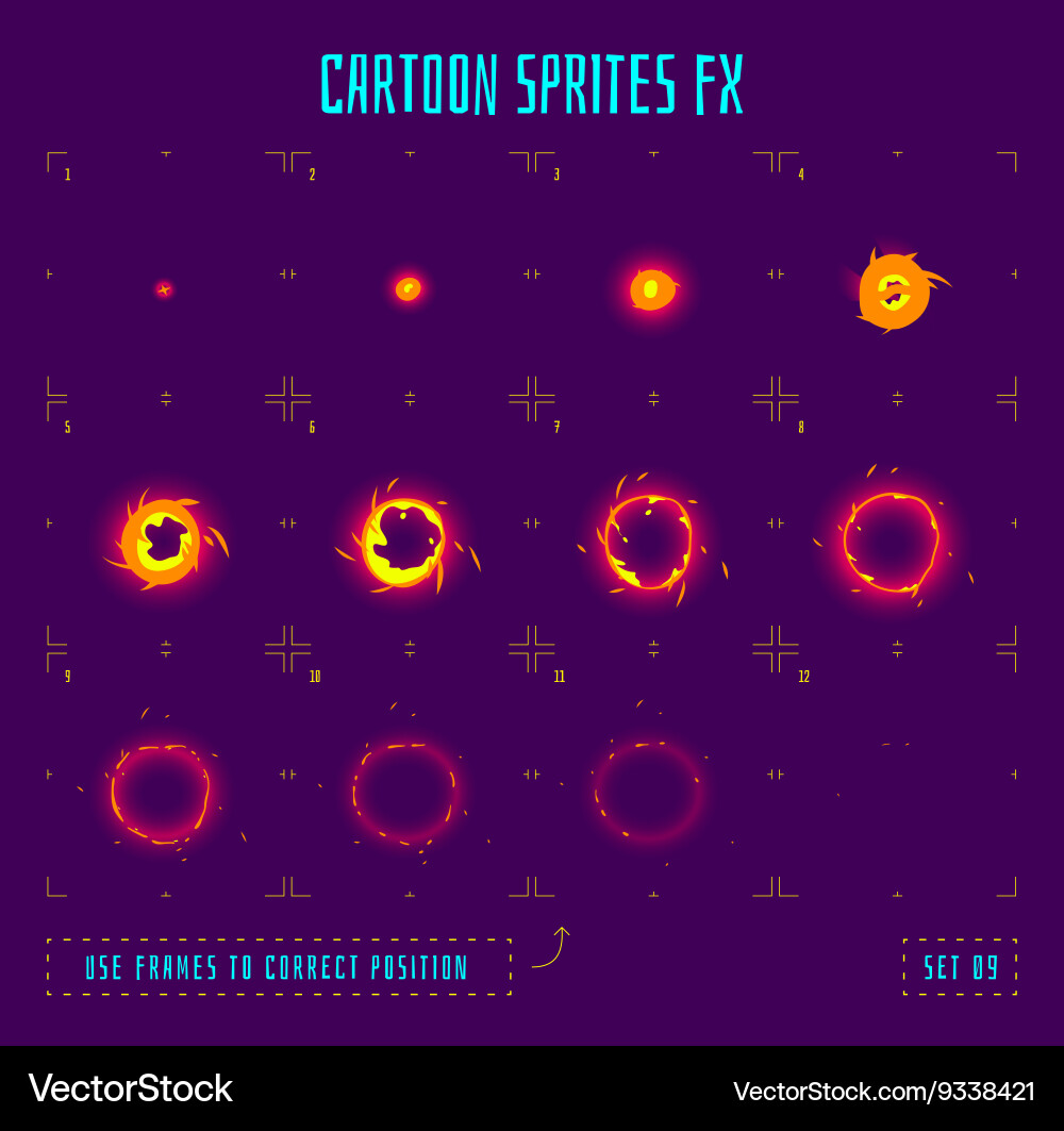 Animation frames or energy explosion sprites Vector Image