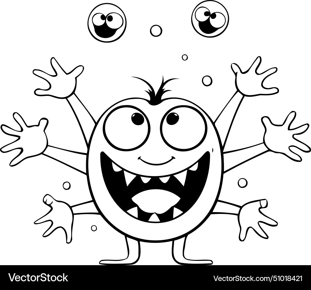 Cartoon monster with emotions isolated on white Vector Image