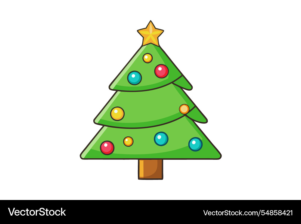 Cute Cartoon Christmas Tree Royalty Free Vector Image