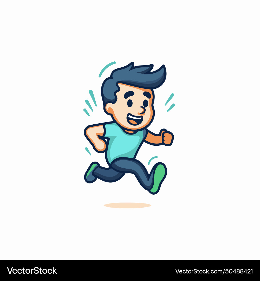 Running man jogging flat cartoon character design Vector Image