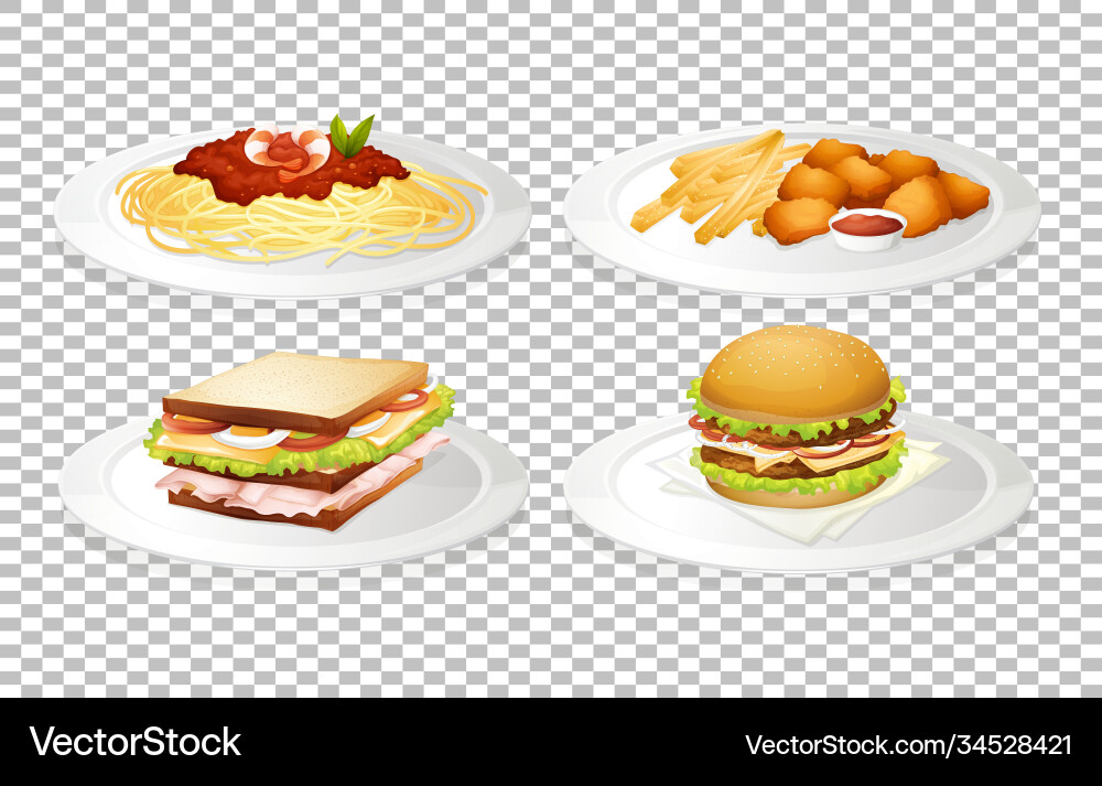 Set food on transparent background Royalty Free Vector Image