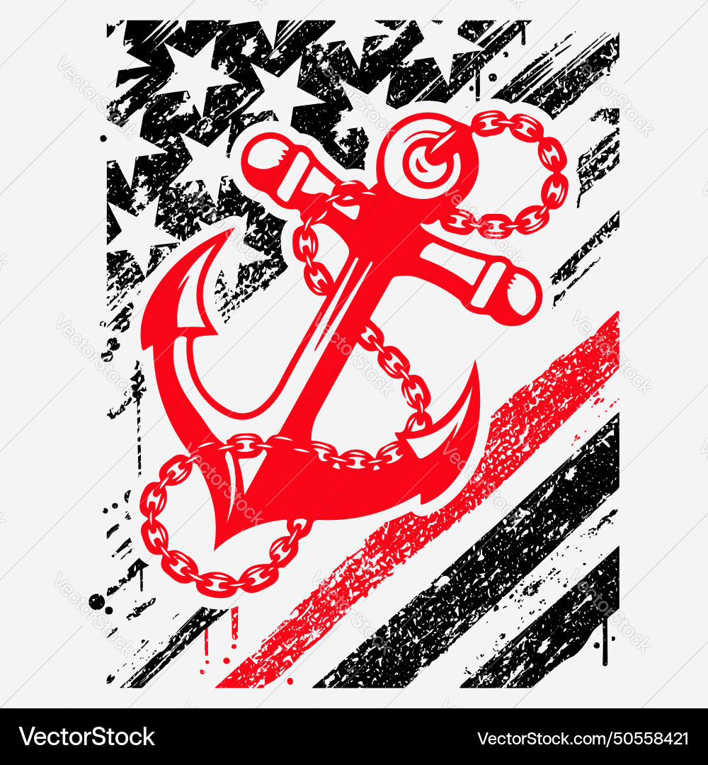 Us navy anchor usa svg thin the read line Vector Image