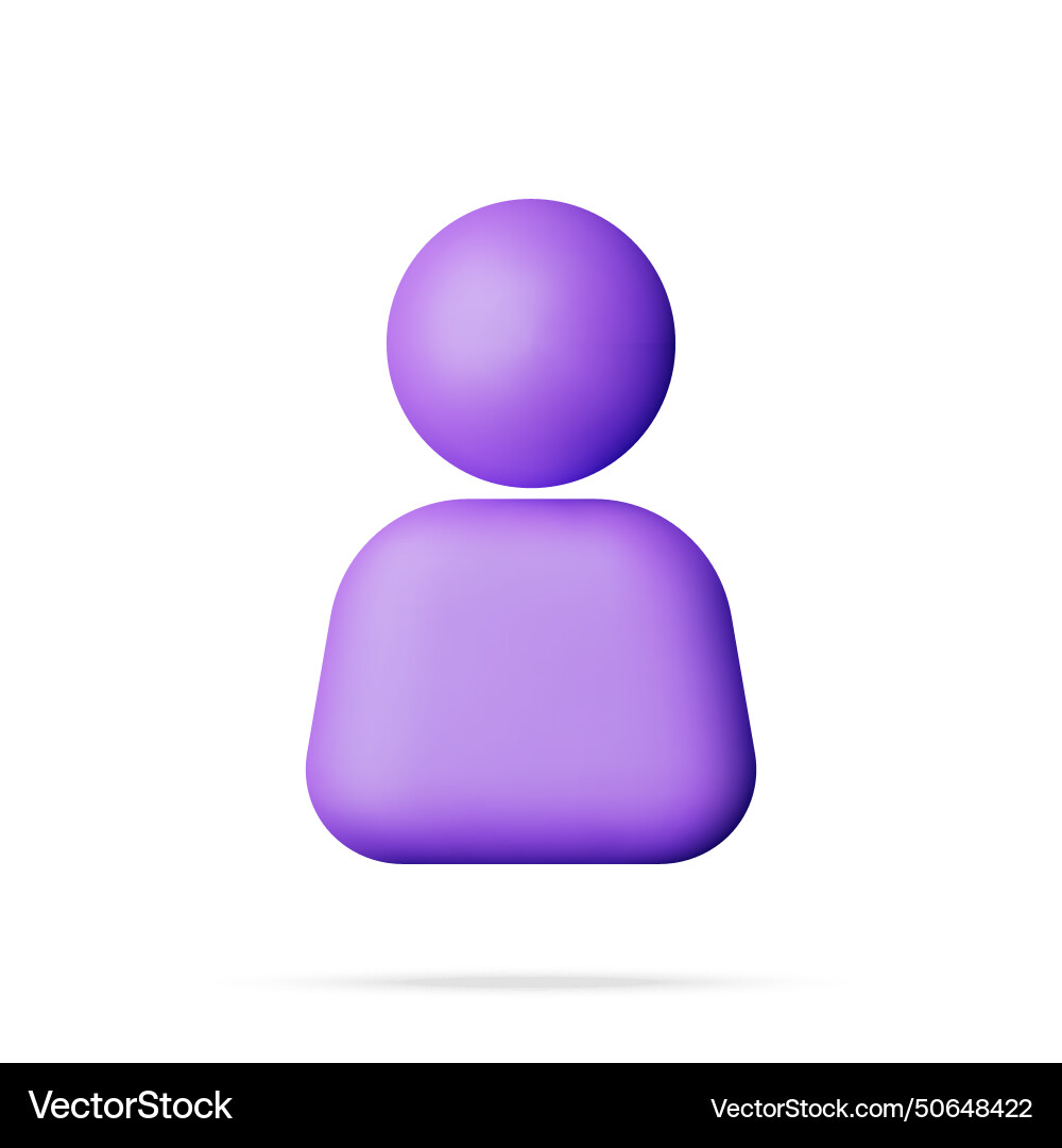 3d simple user icon isolated Royalty Free Vector Image