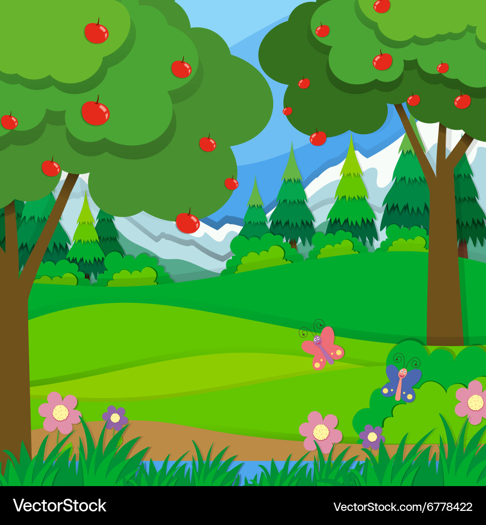Apple trees in the orchard Royalty Free Vector Image