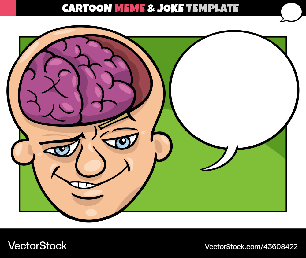 Cartoon meme template with brain man Royalty Free Vector