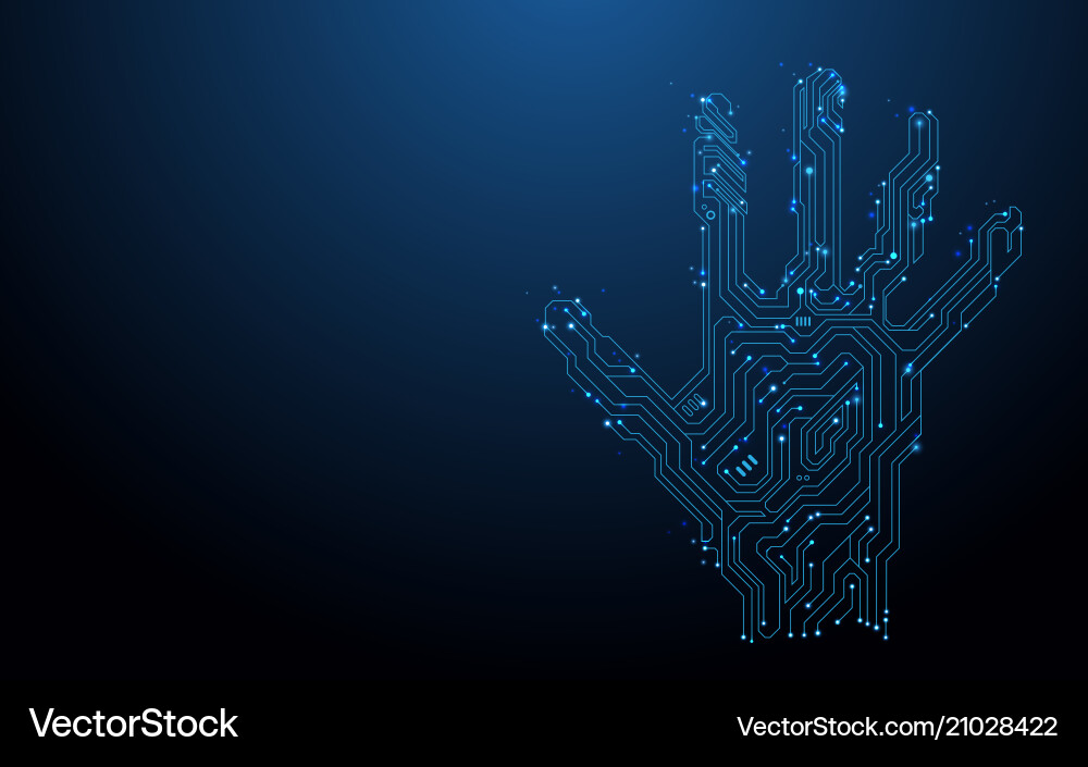 Circuit abstract hand and digital conceptual Vector Image