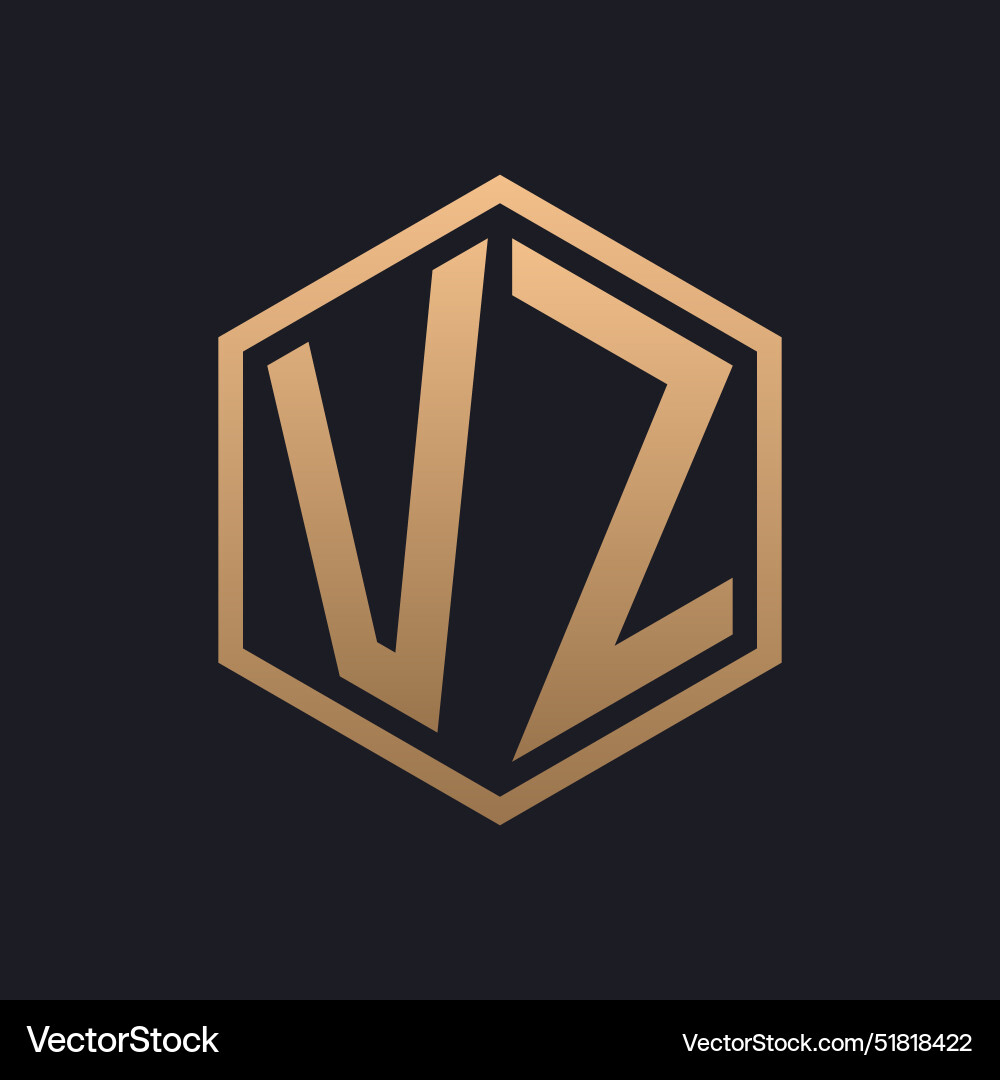 Elegant hexagon letter vz logo design initial Vector Image