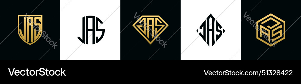 Initial letters jas logo designs bundle Royalty Free Vector