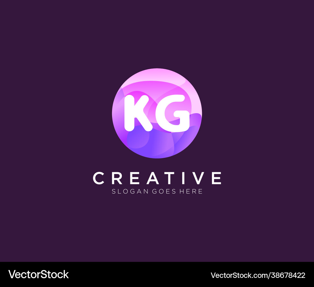 Kg Initial-Logo mit farbenfroher Kreisvorlage Vektorbild