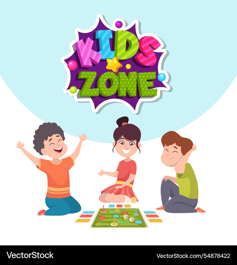 Kids zone children playing in board games Vector Image