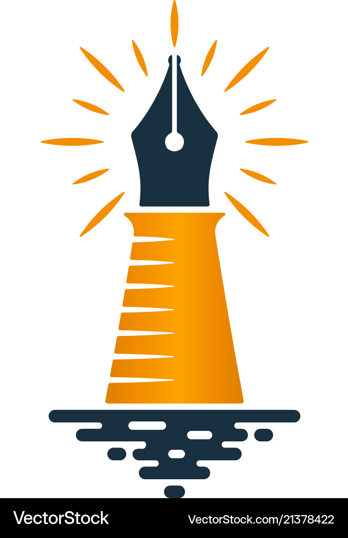 Lighthouse and fountain pen logo design Royalty Free Vector