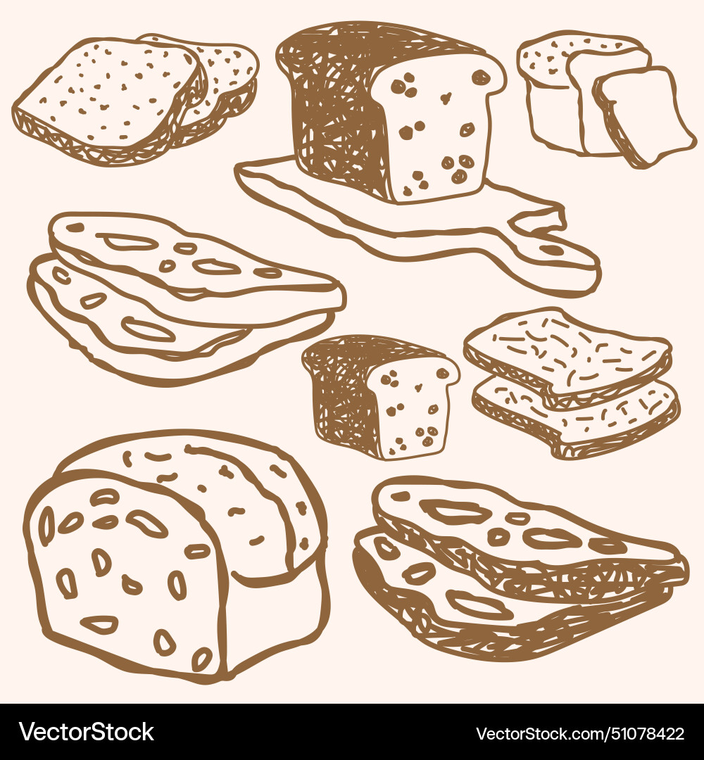 Set of bread outline collection Royalty Free Vector Image
