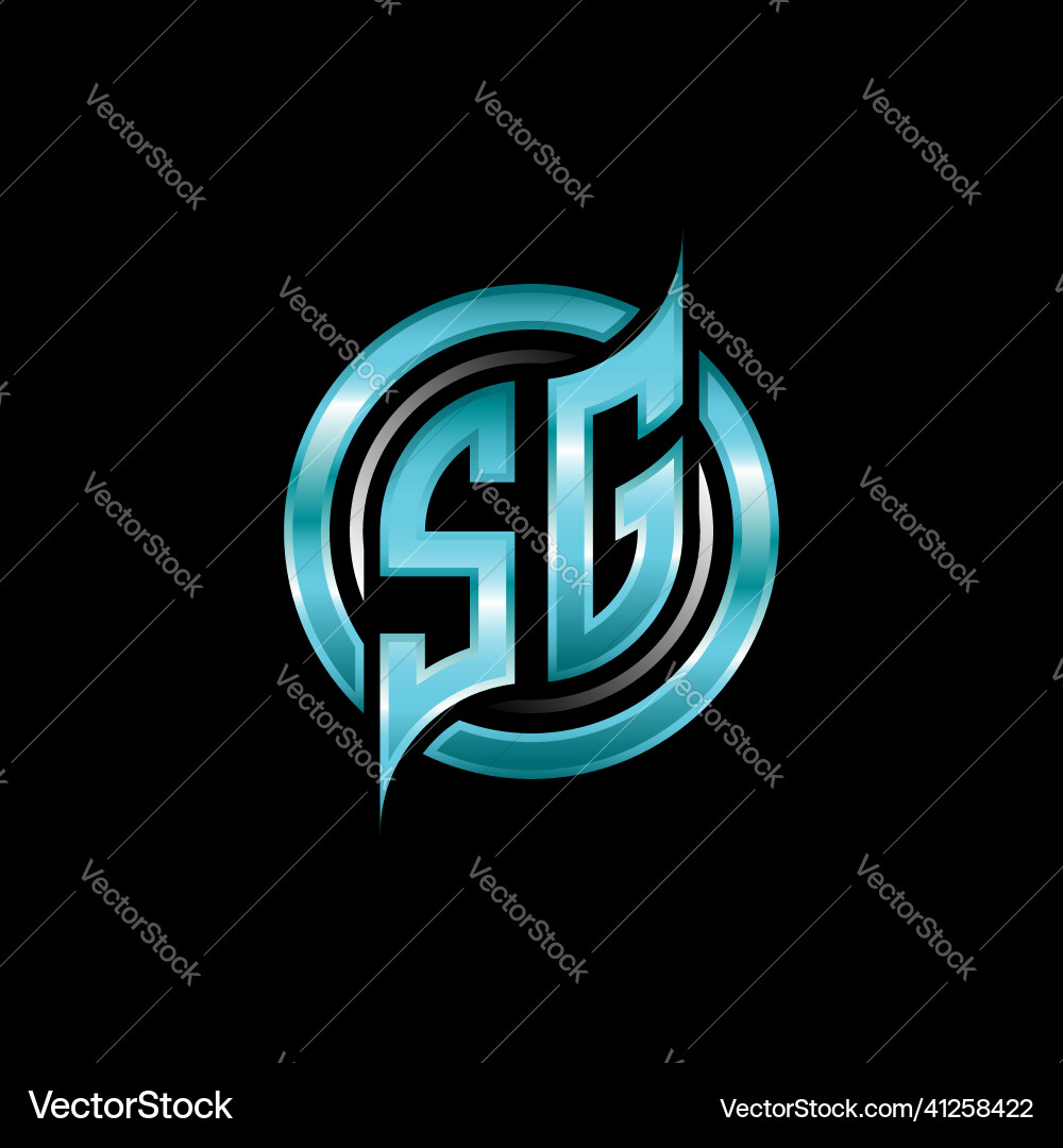 Sg initial monogram logo circle rounded Royalty Free Vector