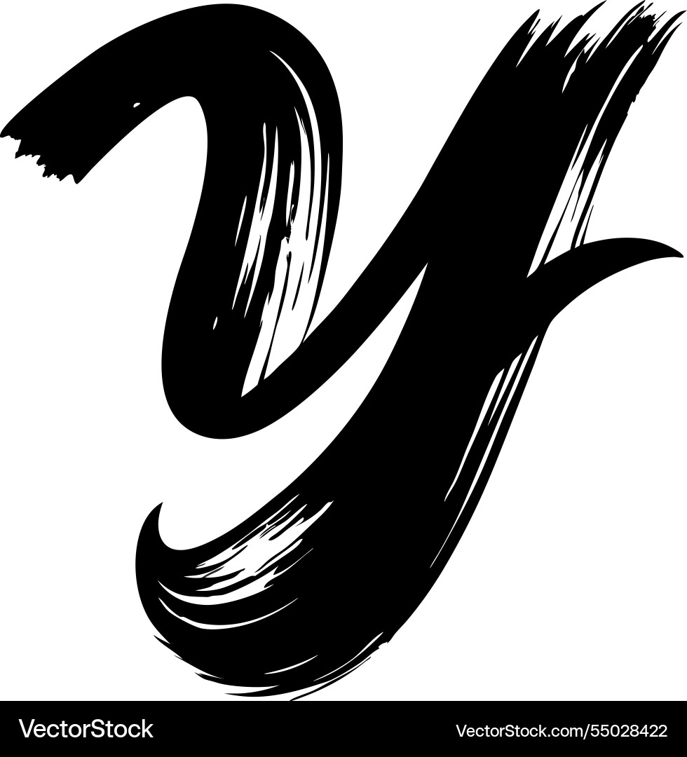 Stylized letter y black and white calligraphy Vector Image