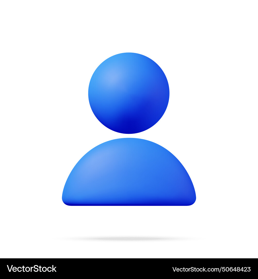 3d simple user icon isolated Royalty Free Vector Image