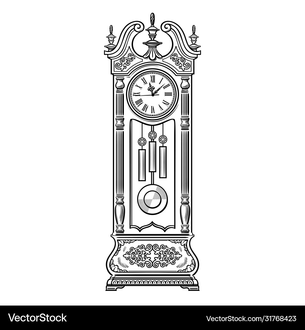 Antique Grandfather Clock Royalty Free Vector Image