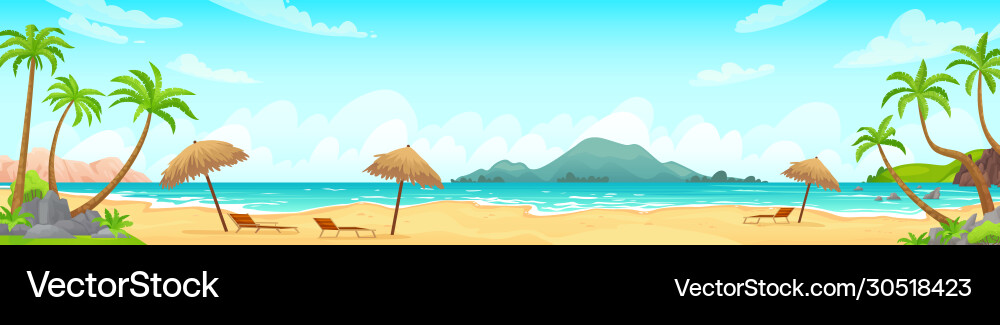 Daytime beach landscape sandy beaches Royalty Free Vector
