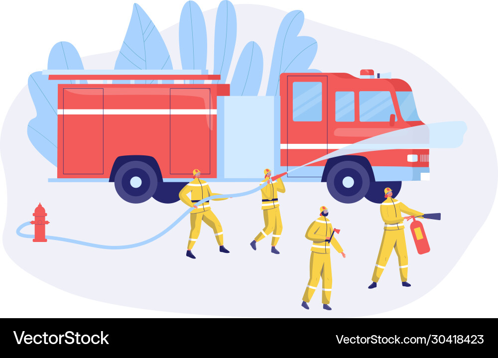 Emergency service firefighters rescue Royalty Free Vector