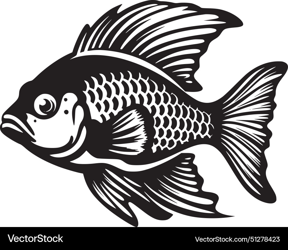 Fish - black and white Royalty Free Vector Image