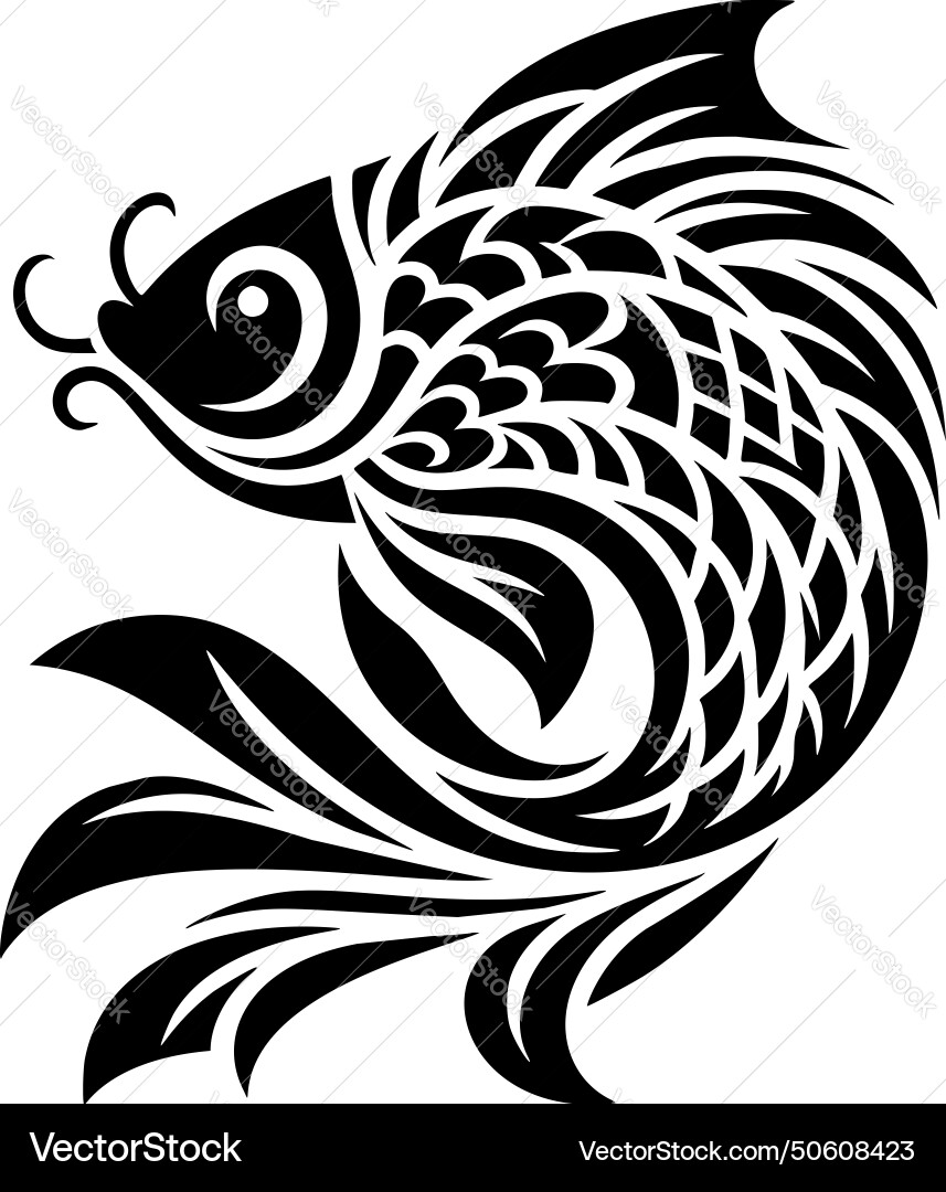 Geometric koi fish in monochrome Royalty Free Vector Image