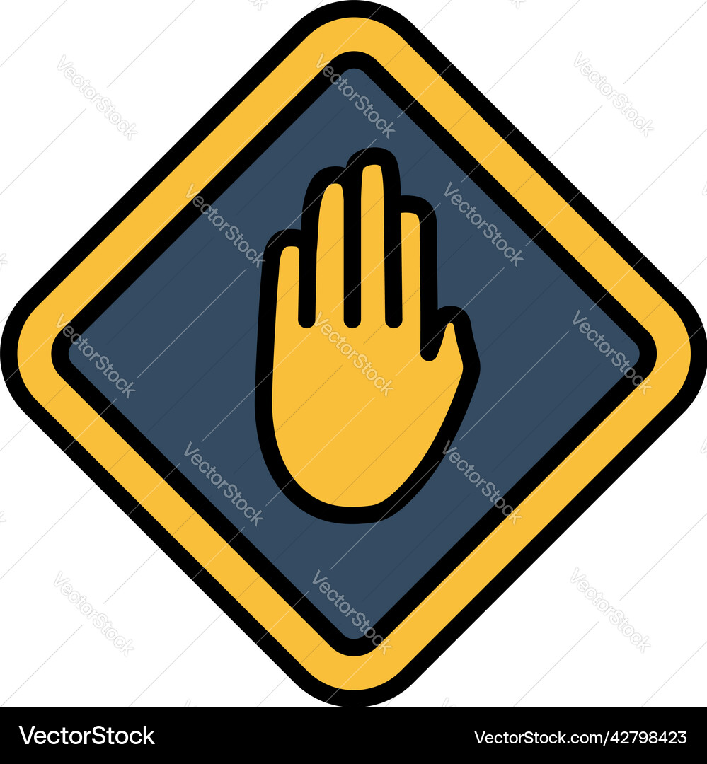 Icon of warning hand Royalty Free Vector Image