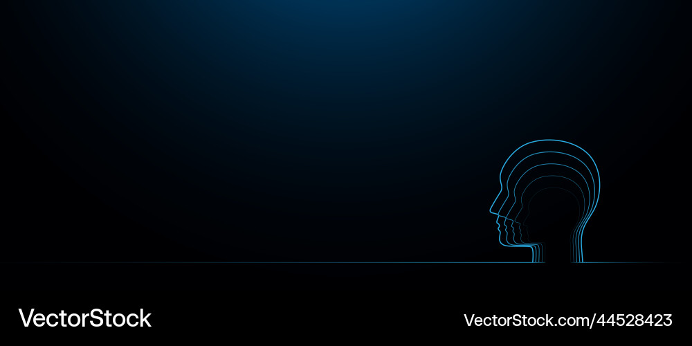 Mans head with blue outlines ai technology Vector Image
