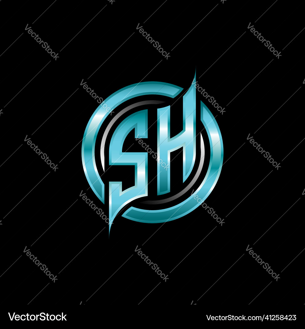 Sh initial monogram logo circle rounded Royalty Free Vector