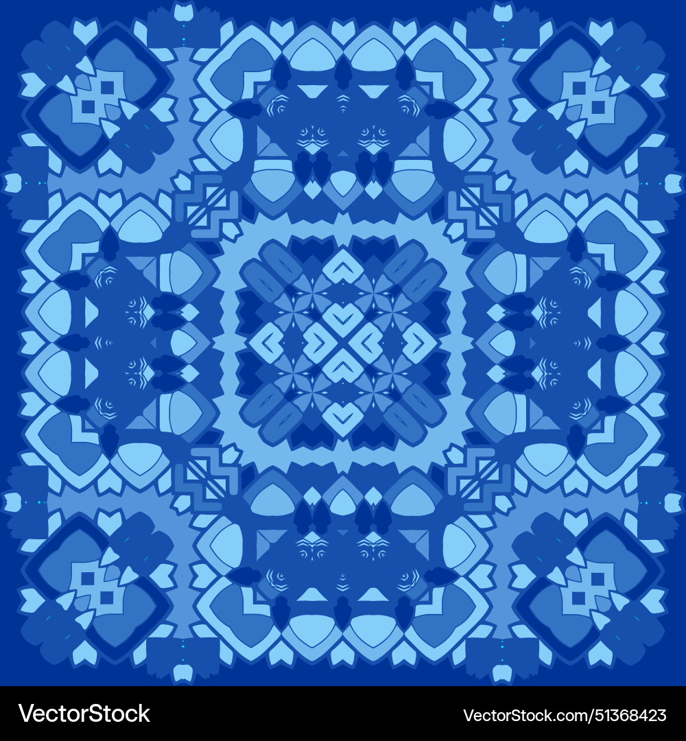 Watercolor blue damask hand drawn Royalty Free Vector Image