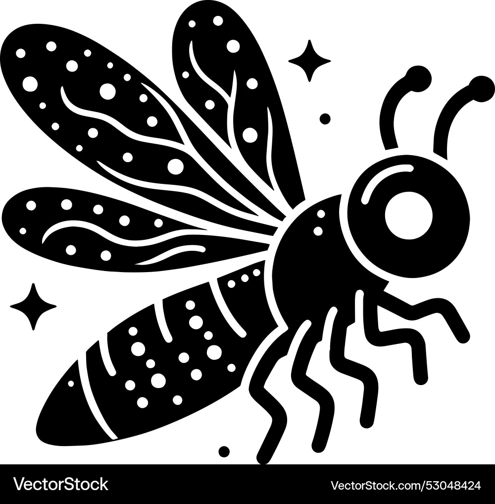 Beautiful firefly insect silhouette isolated on a Vector Image